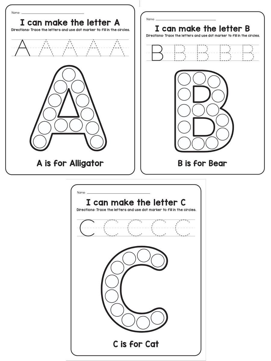 Animals Dot Marker 52 Worksheets | Kiddy Store Fortune